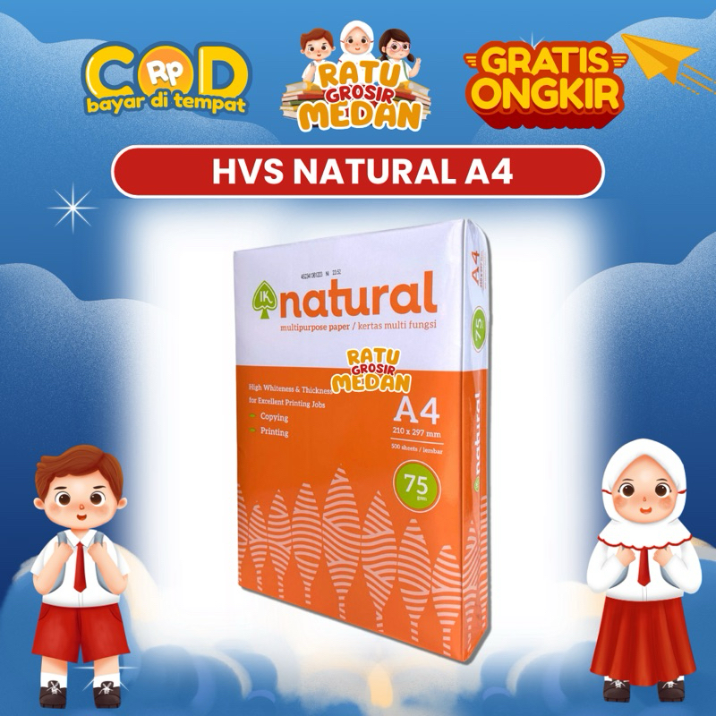 Jual KERTAS HVS UKURAN A4 NATURAL 75 GSM TEBAL | Shopee Indonesia