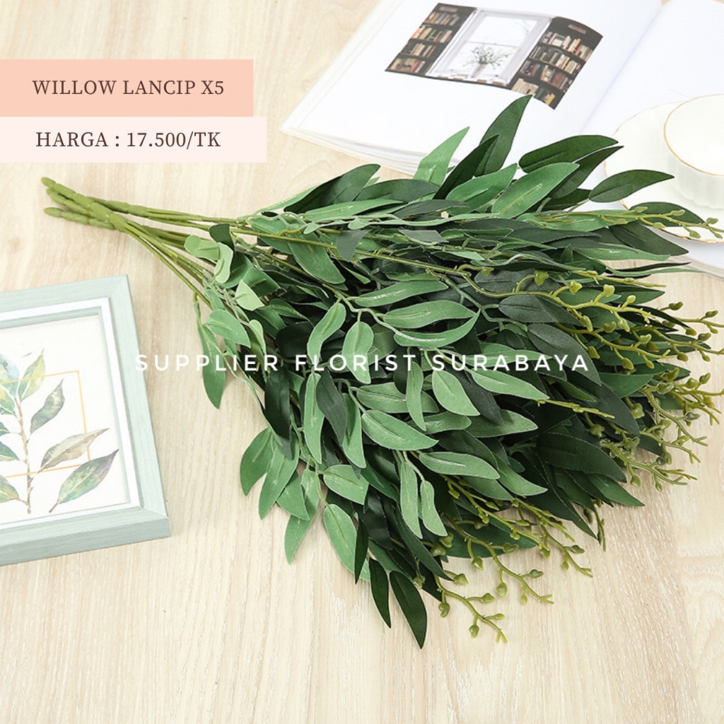 Jual [WILLOW LANCIP X5] DAUN PALSU ARTIFICIAL LEAVES DAUN BUNGA PALSU ...