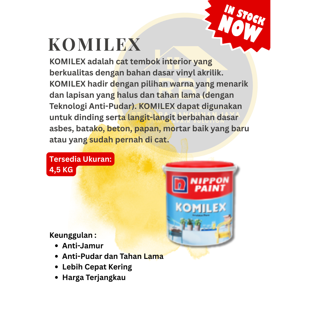Jual KOMILEX - NIPPON PAINT (UK 4,5 KG) CAT TEMBOK / CAT DINDING / CAT ...