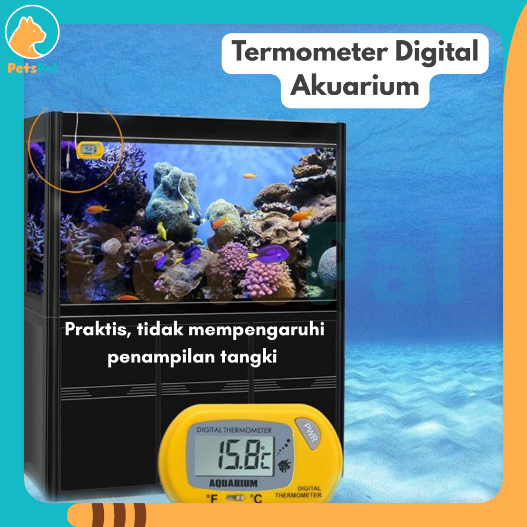 Jual Termometer Akuarium Digital Pengukur Suhu Air Sensor Layar LCD ...