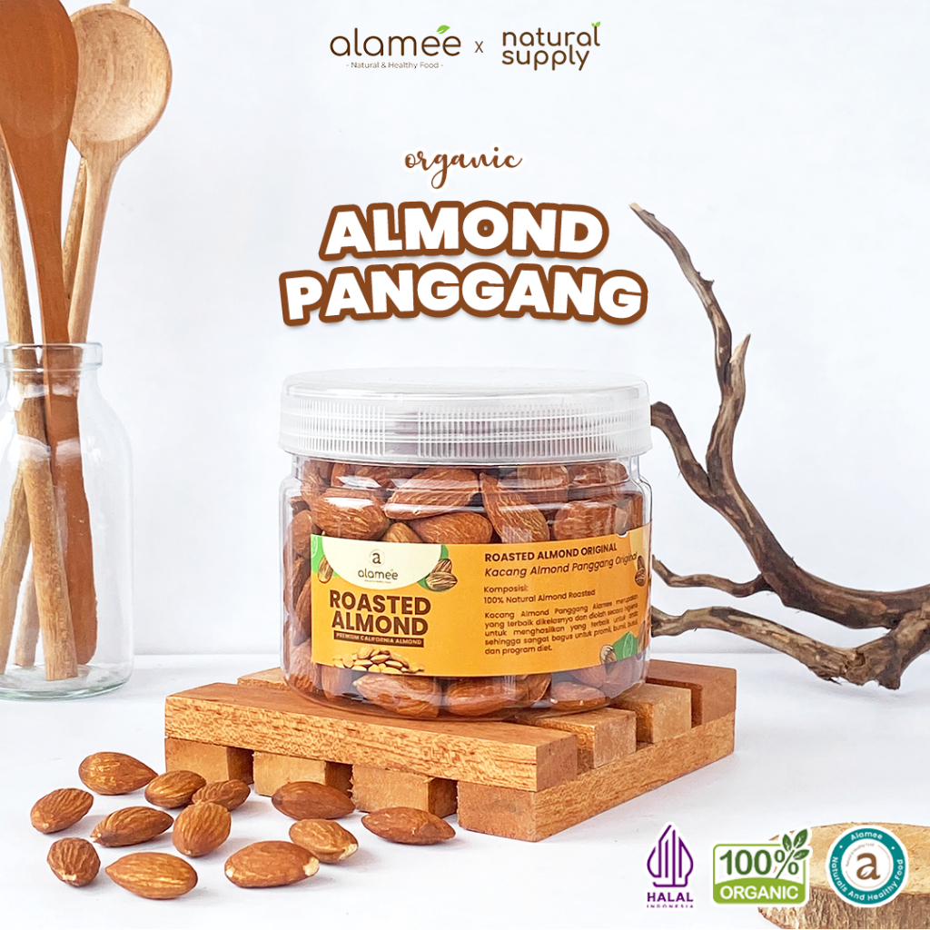 Jual ALAMEE Kacang Almond Panggang Natural Roasted Roast Almon Oven ...