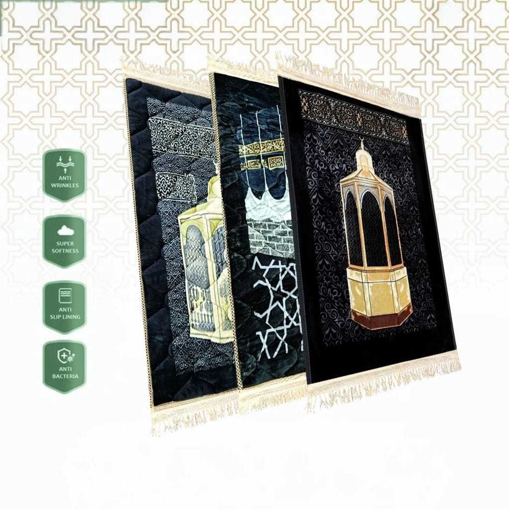 Jual Sajadah Kiswah Turki Rumbai Bludru Premium 70x110 / Sejadah Hitam ...