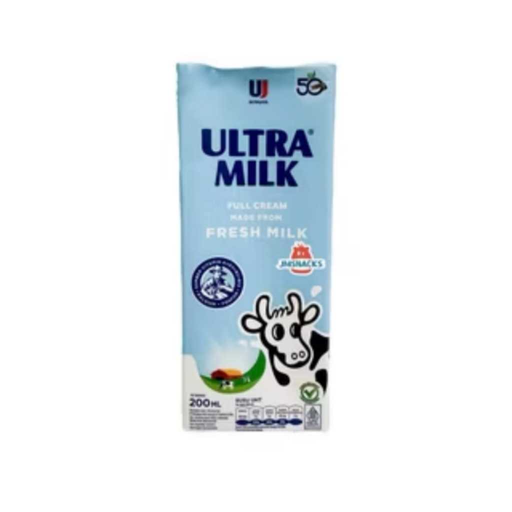 Jual ULTRA MILK SUSU ULTRA UHT/ FULL CREAM/COKLAT/STROBERY 200ML ...