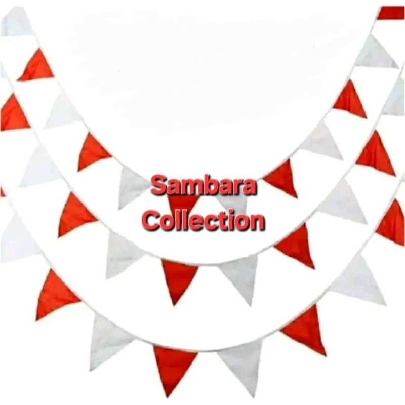 Jual Bendera merah putih segitiga 5 meter,bendera renteng segitiga,aksesoris kemerdekaan,pernak ...