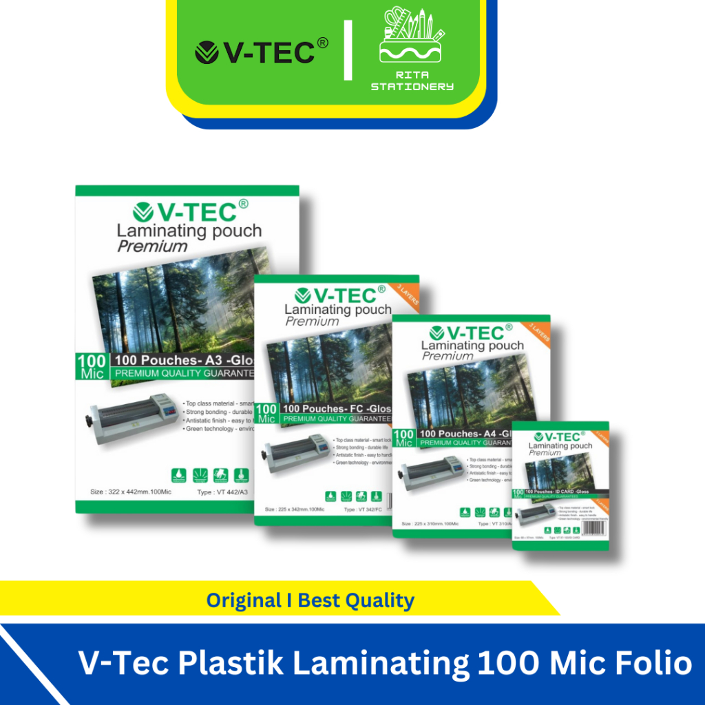 Jual V-TEC Plastik Mika Laminating Folio A4 / F4 / A3 100 Micron - 1 ...