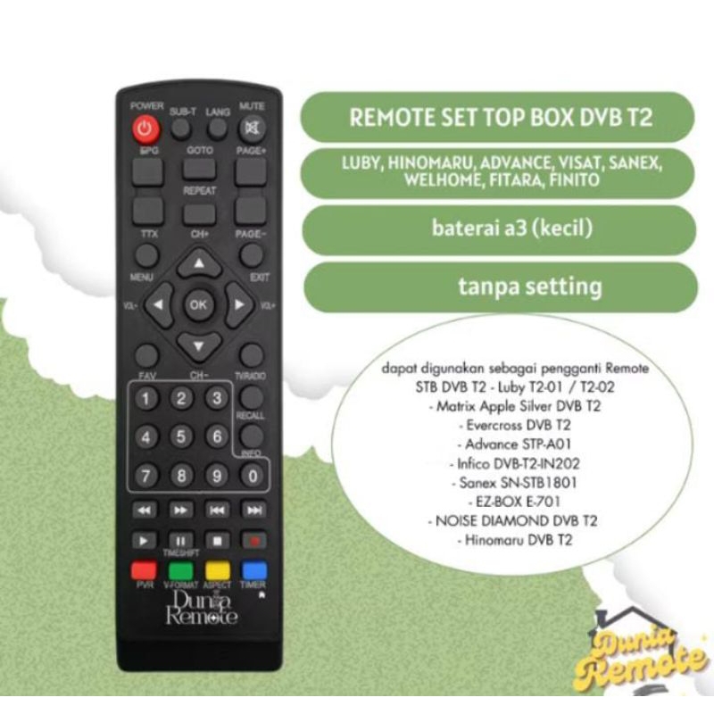 Jual Remote Remot Set Top Box Luby DVB T2 Parabola Advance Pioline New Hinomaru | Shopee Indonesia