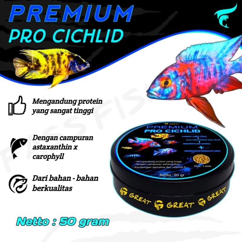 Jual Pelet ikan cichlid pakan premium bulat tinggi protein untuk jenis ...