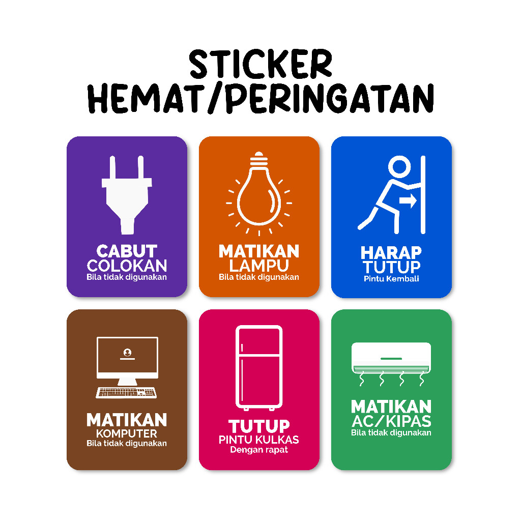Jual Stiker Peringatan Warning Lengkap Matikan Lampu Tutup Kran Air ...