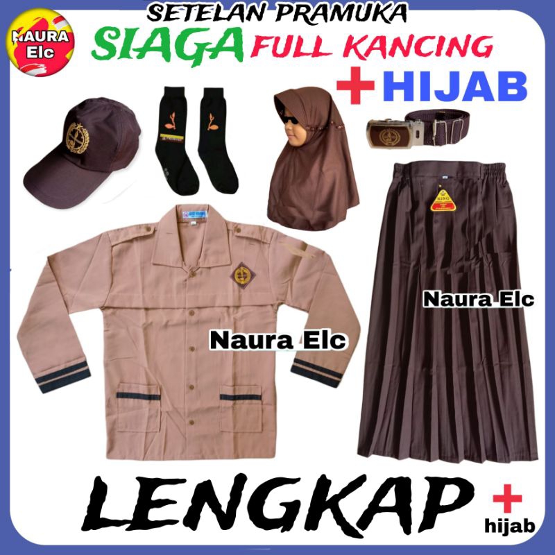Jual Setelan Pramuka Siaga Full Kancing Sekolah SD Perempuan Plus HIJAB ...