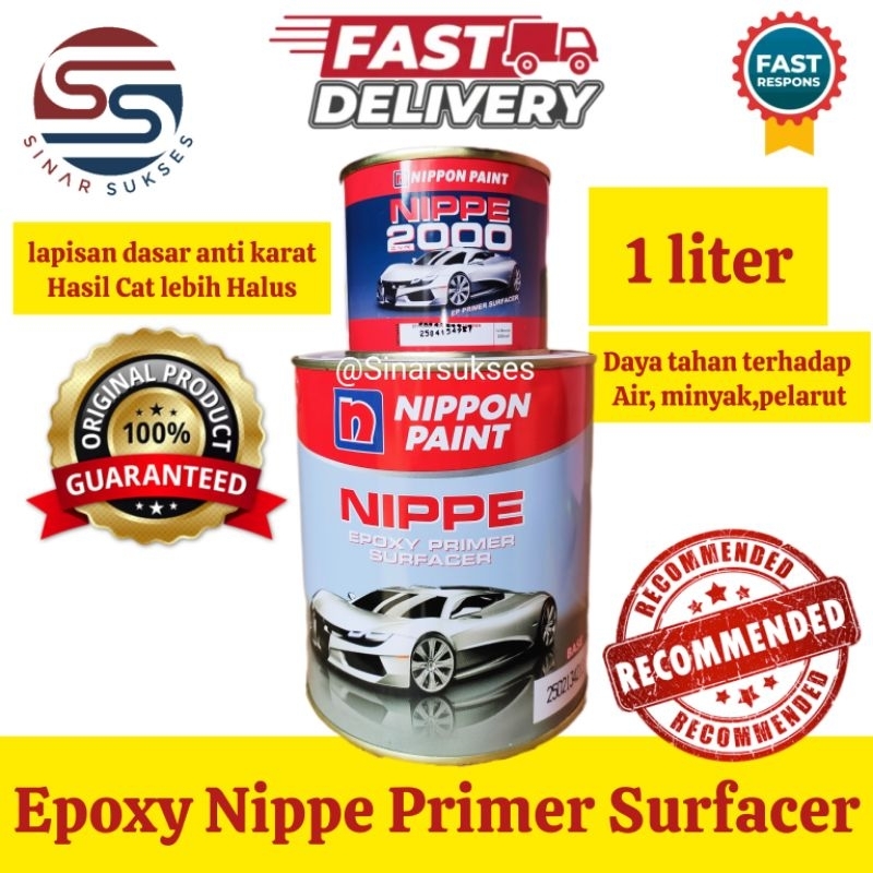 Jual Cat Dasar Epoxy Nippe Primer Surfacer 1 liter + Hardener Grey/ Abu ...