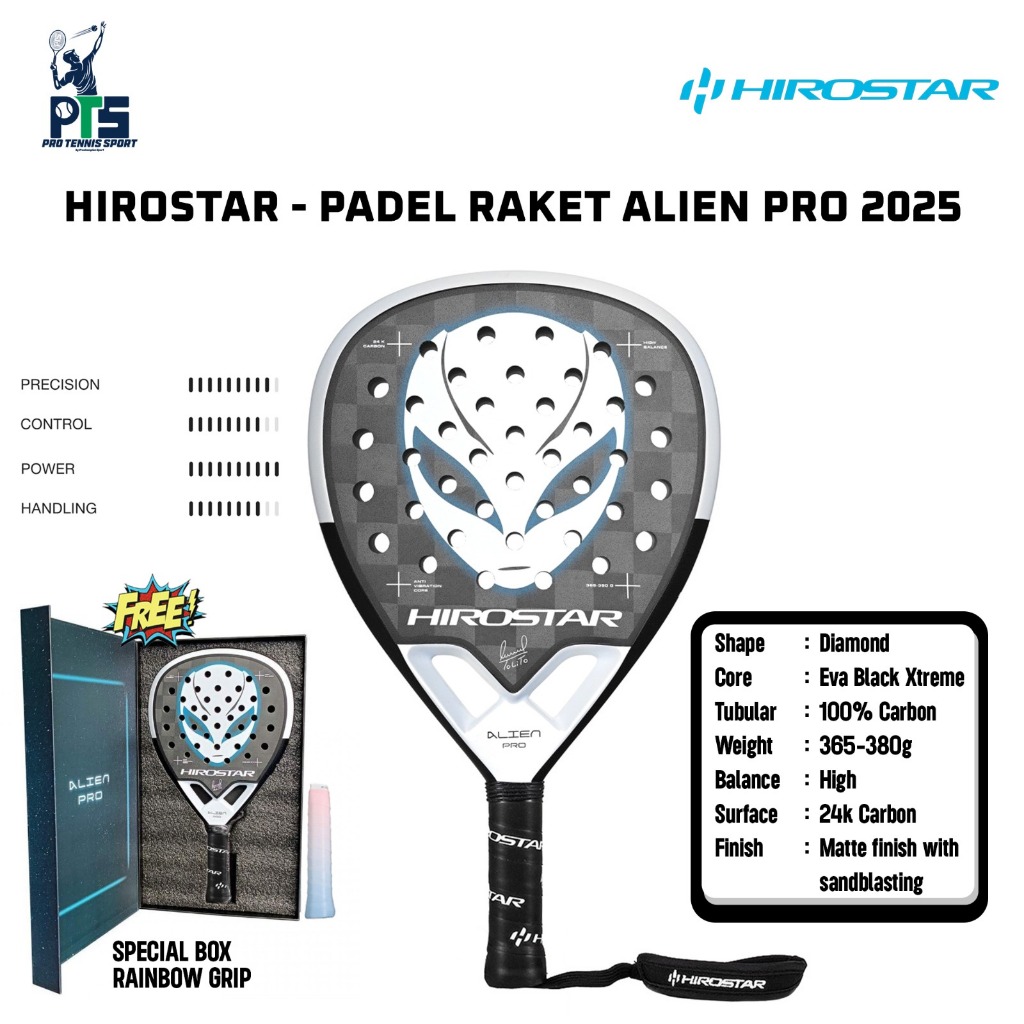 Jual Raket Padel Hirostar Alien Pro 2025 Kern Black | Shopee Indonesia