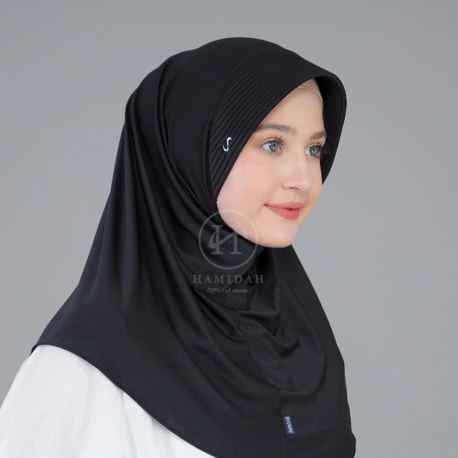 Jual HIJAB BERGO HAMIDAH PREMIUM WARNA HITAM (ORIGINAL) | Shopee Indonesia