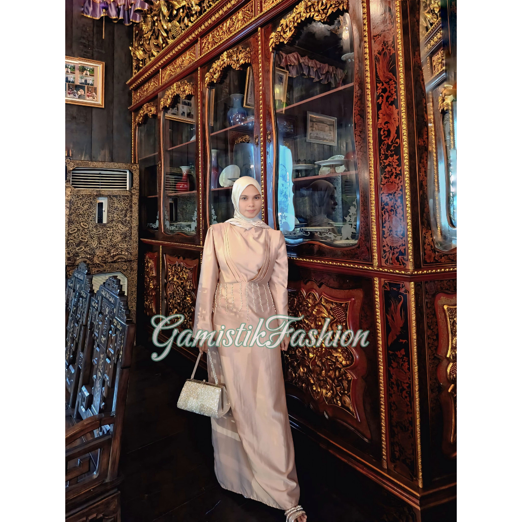 Jual Mahira Dress Warna Cream Berbahan Satin Velvet Premium elegant dan ...