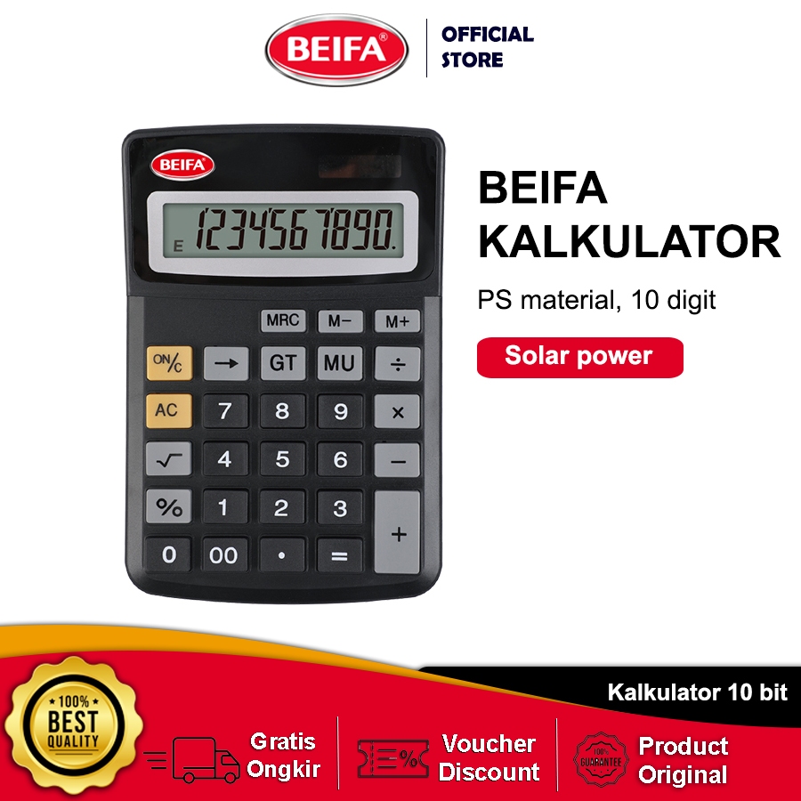Jual Beifa Kalkulator FL3 – 10 Digit Tenaga Surya, Desain Slim ...