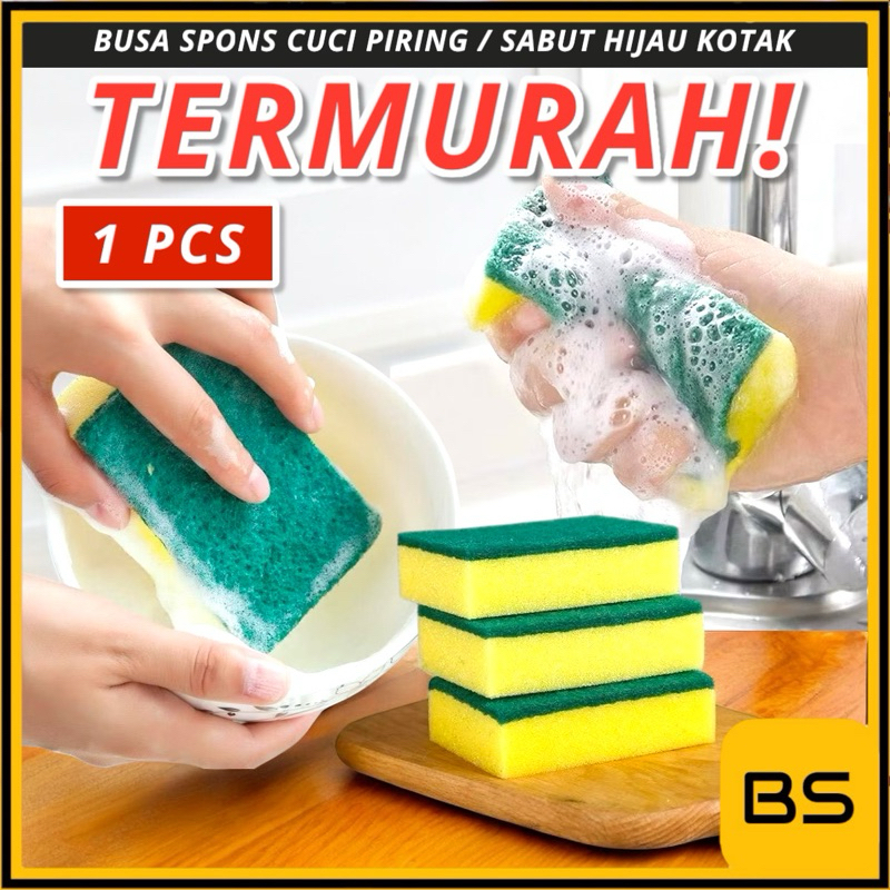 Jual Busa Cuci Piring Sabut Hijau Sponge Spon Spons Kuning Kotak 2 sisi ...