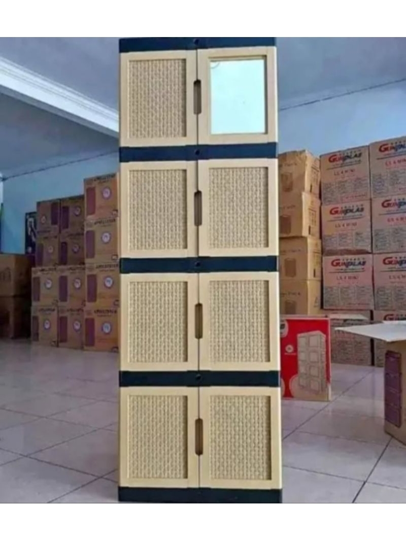 Jual Lemari Pakaian Plastik Gunplas Rotan Rak 4 Susun + Kaca | Shopee ...
