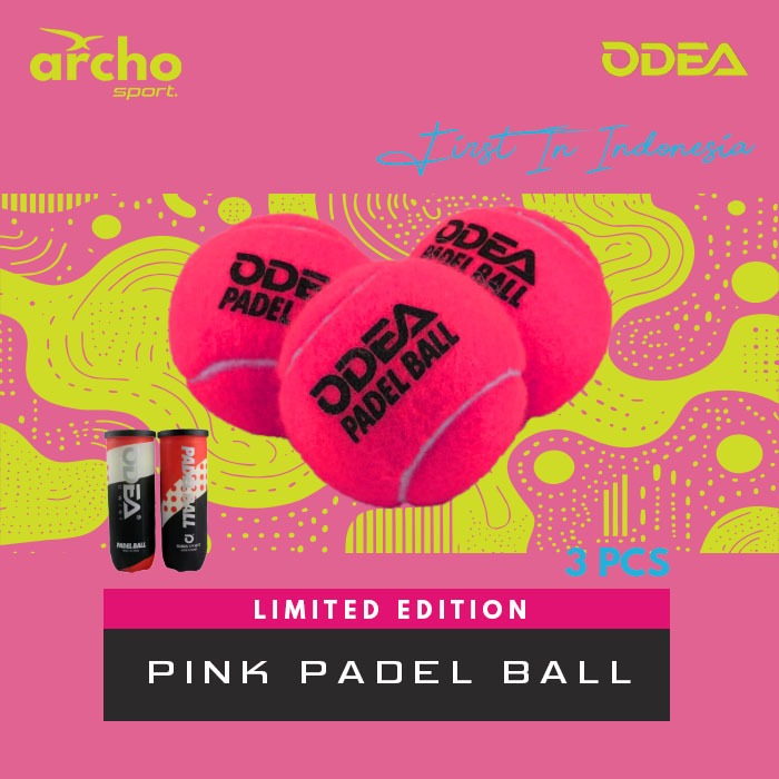 Jual ODEA PINK Padel Ball / Bola Padel Merah Muda isi 3 Pcs LIMITED ...