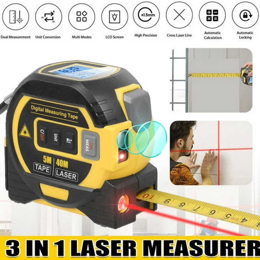 Jual TELEHILL Meteran Digital 3in1 Laser Pengukur Tukang Bangunan ...