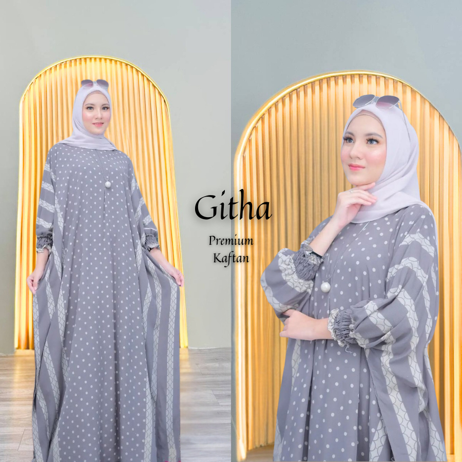 Jual Terbaru Gamis Kaftan Jumbo Motif Githa Adem Cocok untuk dirumah atau untuk Pengajian ...