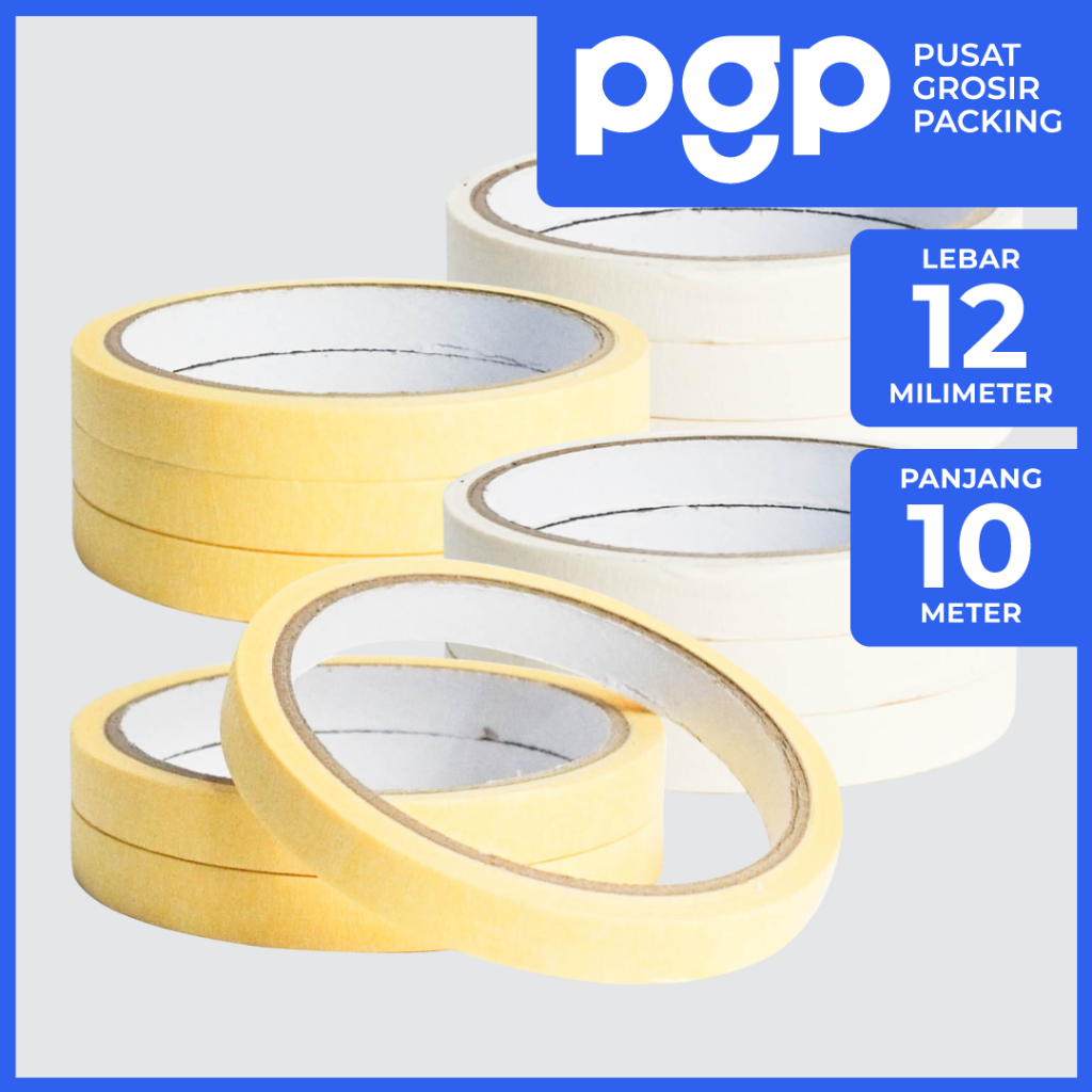 Jual Lakban Kertas / Masking Tape Cream / Kuning 12mm x 10 Meter | 1 ...