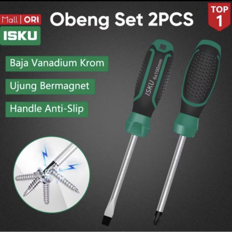 Jual Obeng Set 2 pcs Plus Minus Screwdriver Tip Magnetik | Shopee Indonesia