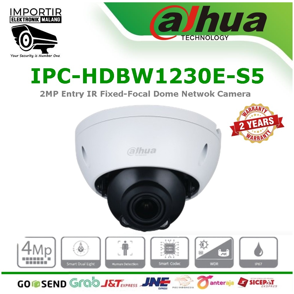 Jual DAHUA IPC-HDBW1230E-S5 2MP ENTRY IR FIXED-FOCAL DOME NETWORK CAMERA | Shopee Indonesia
