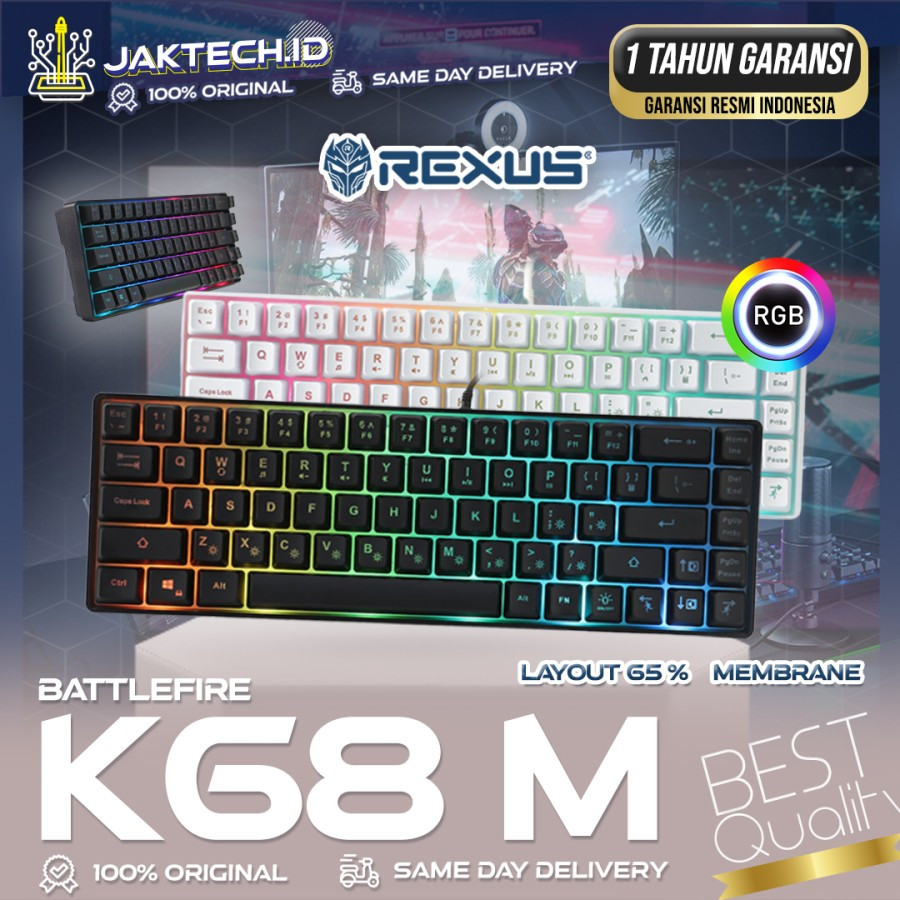 Jual Rexus K68M Keyboard Gaming Membrane 68 Keys Mini Battlefire / K68 ...