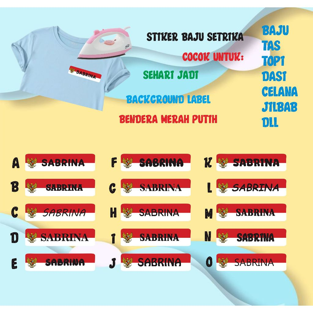 Jual Stiker Label Nama/Stiker Setrika Nama/Custom Nama Bahan Dtf ...