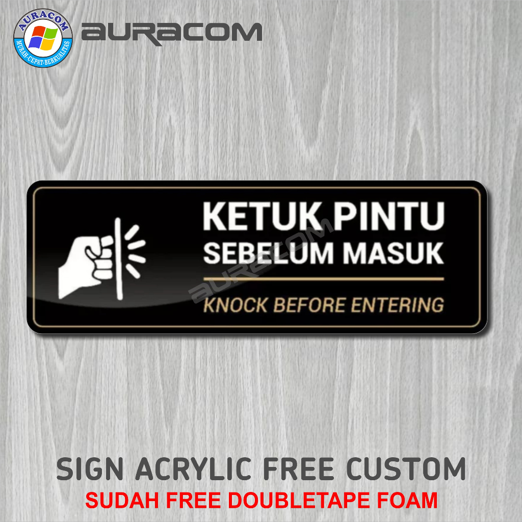 Jual Sign Akrilik Ketuk Pintu Sebelum Masuk Akrilik Signage Ukuran 30 X ...