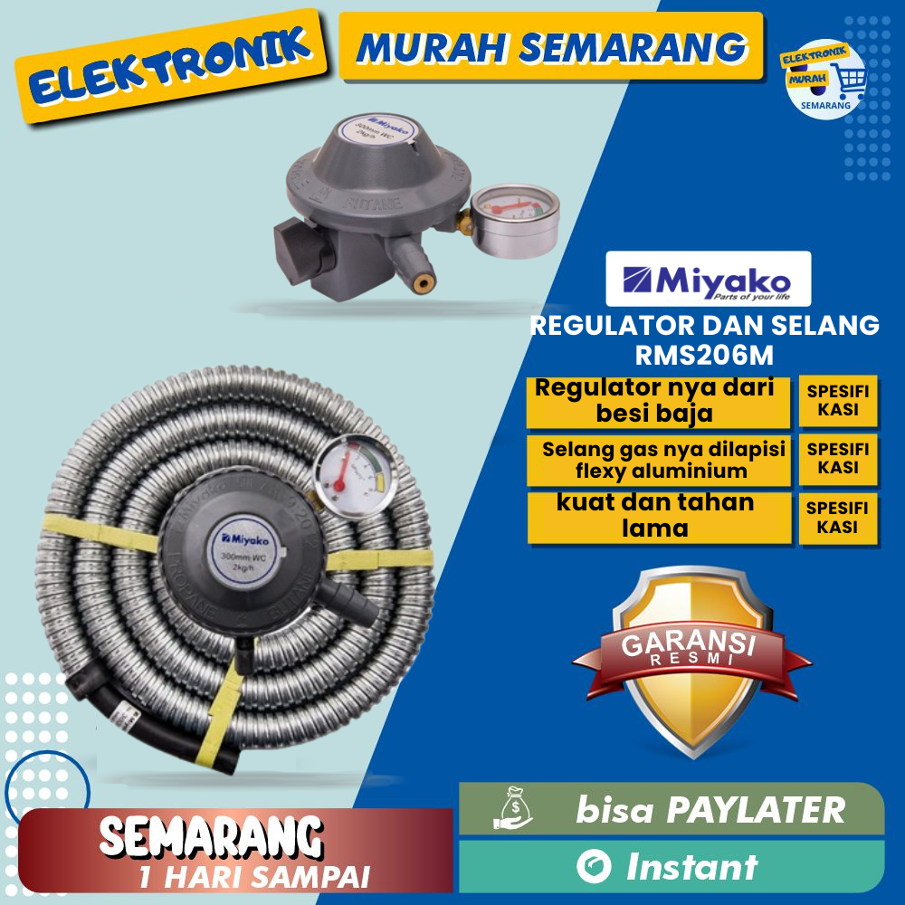Jual Miyako Selang & Regulator RMS206M Kompor Gas LPG / RMS-206 M RMS ...