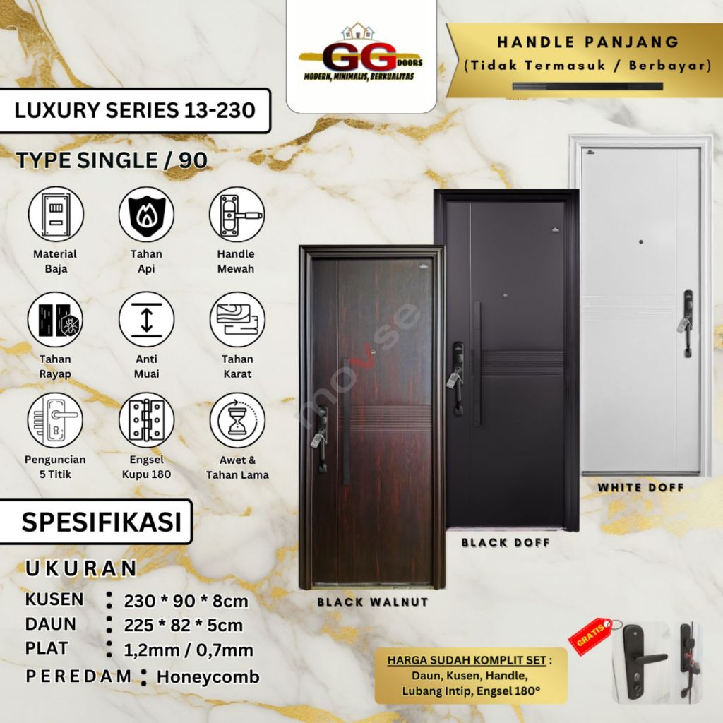 Jual GG Doors Luxury 13-230 - Pintu Baja Single/MS/Double Hitam ...
