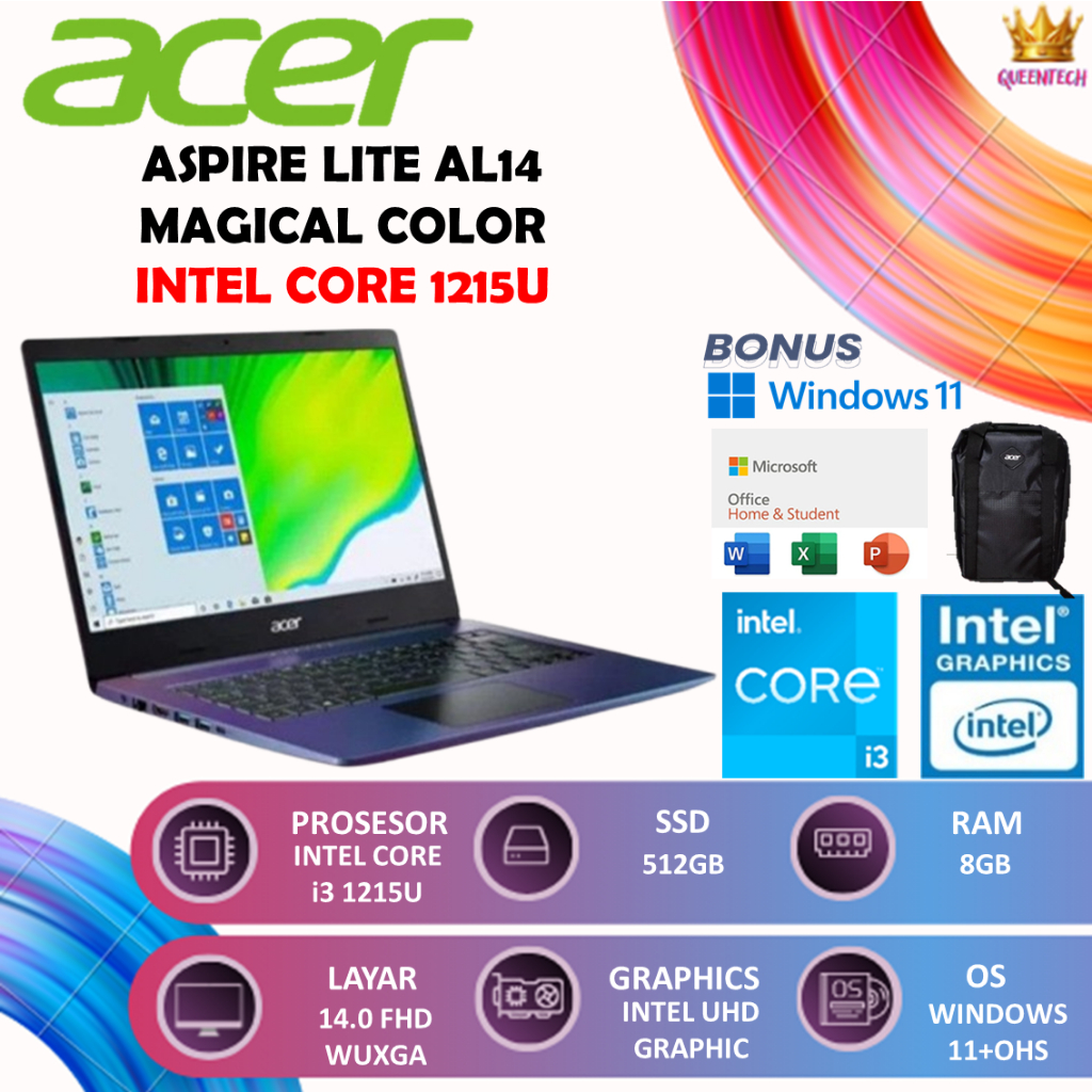 Jual Acer Aspire Lite AL1 MAGICAL COLOR Intel Core i3 1215U [8GB/512GB ...