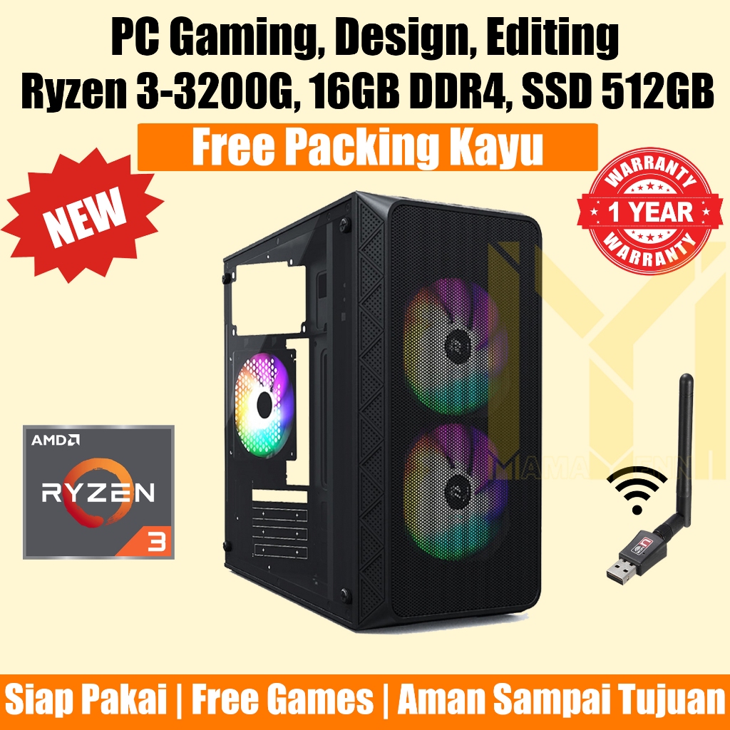 Jual PC Ryzen 3-3200G 16GB DDR4 SSD 256GB/ Komputer/CPU Rakitan AMD ...