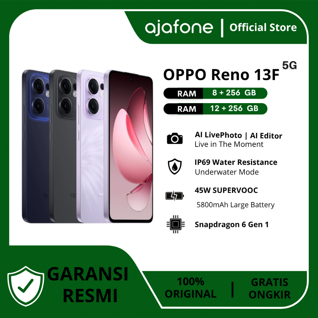 Jual Oppo Reno 13F 5G Ram 12/256GB | Ram 8/256GB Original Garansi Resmi ...