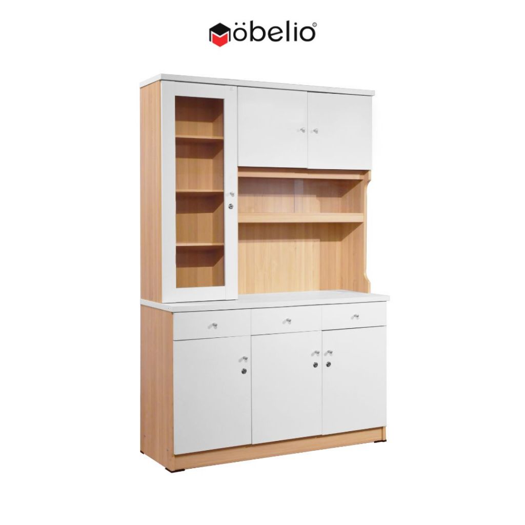 Jual MOBELIO - Kitchen Set Lemari Sayur Dapur 3 Pintu Kaca Minimalis ...