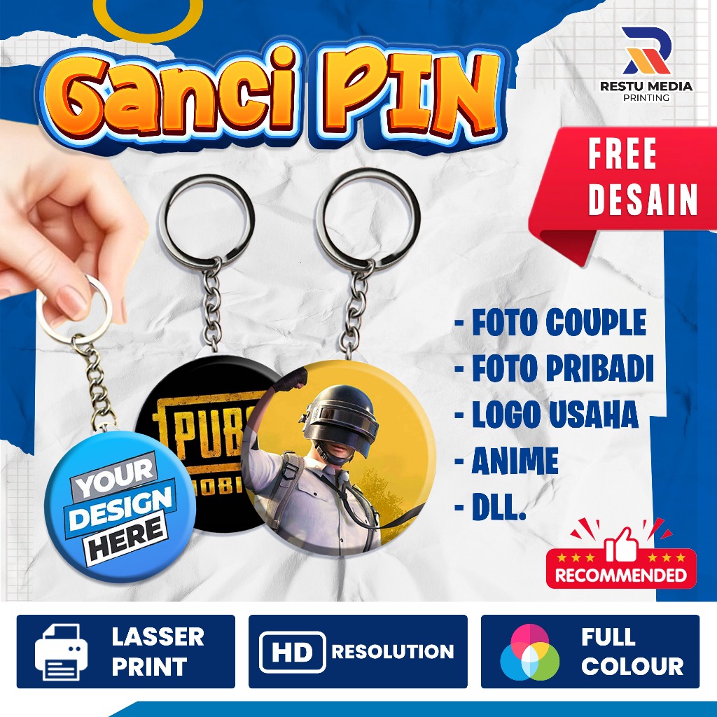 Jual Ganci Pin Custom / Gantungan Kunci Custom / Ganci Pin Foto / Ganci ...