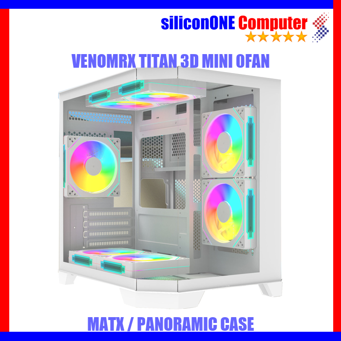 Jual VenomRX Titan 3D Mini White Panoramic PC Casing 0FAN MATX | Shopee ...