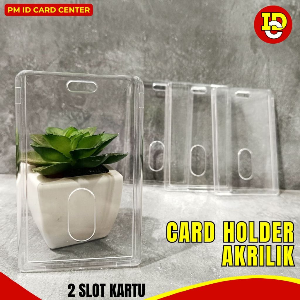 Jual Casing Holder ID Card Akrilik 2 Slot Card 2 sisi Transparan bening ...