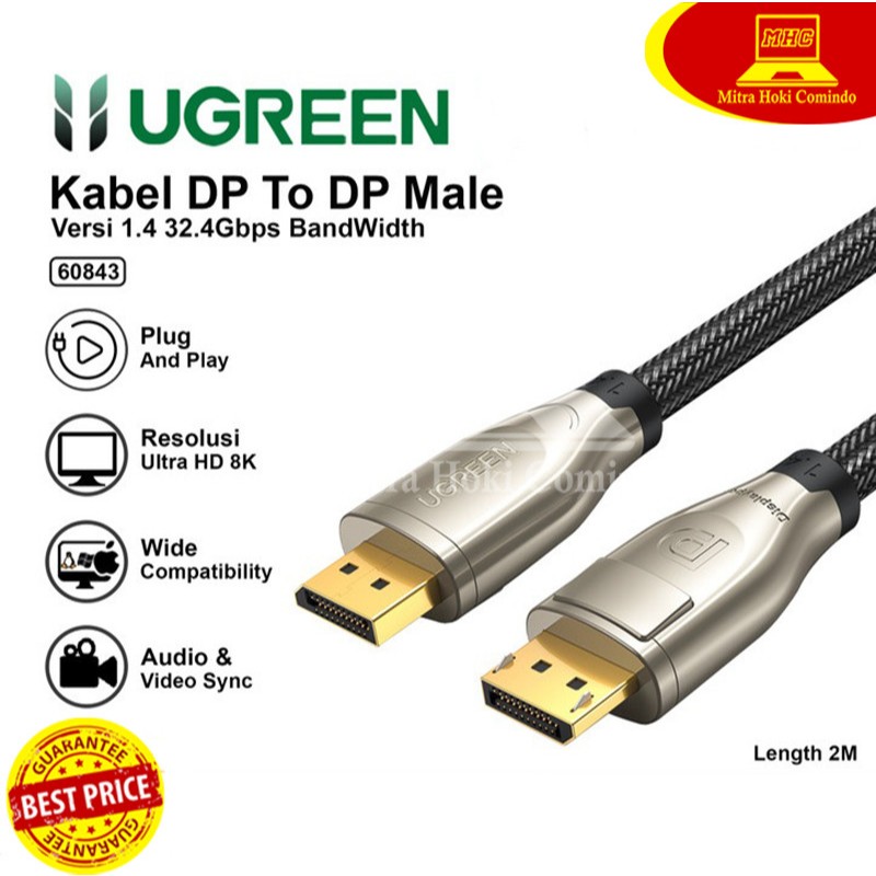 Jual UGREEN Kabel Display Port DP To DP 1.4 8K HDR 167.5-z 60HZ 2m 2 ...