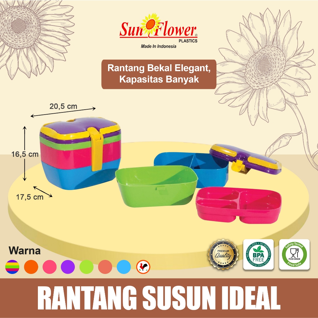 Jual Rantang Susun Ideal Merk Sunflower makan Souvenir Simple/Rantang ...