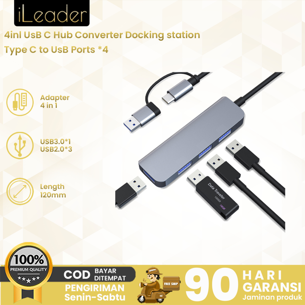 Jual 4in1 USB C Type-c Hub Converter Type C to USB 4 Ports Adapter USBC ...