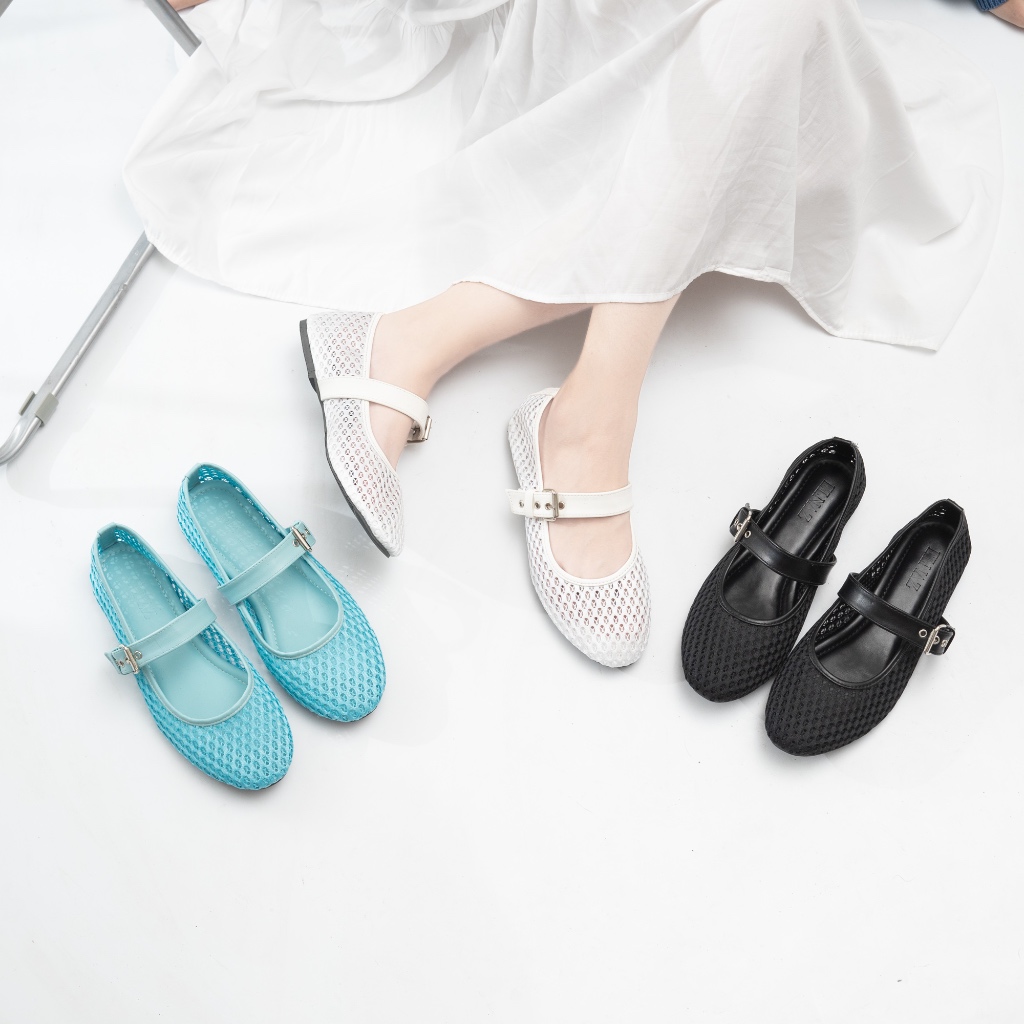 Jual ELNAZ Browlie Ester Sepatu Flat Wanita Mary Jane | Sepatu Jaring ...
