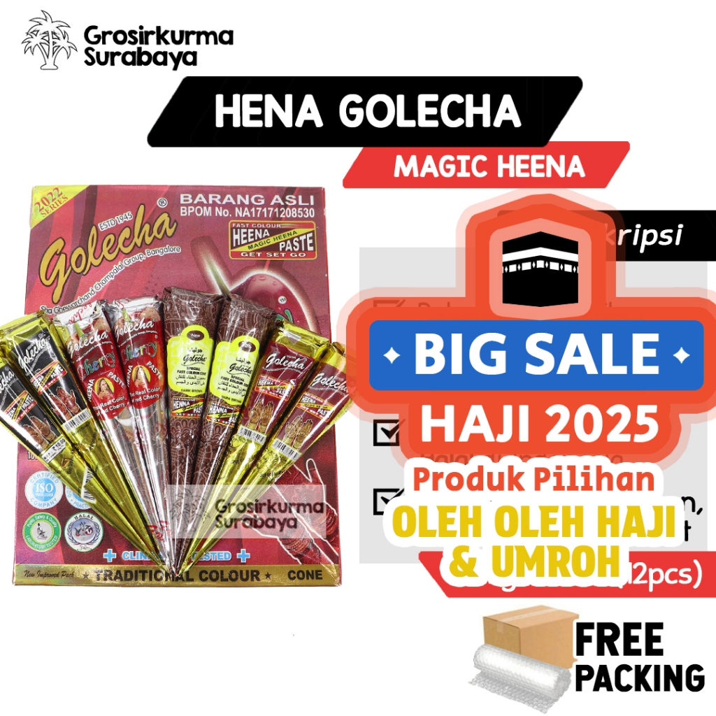 Jual 1 LUSIN (12Pcs) Heena/Henna/Hena Golecha BPOM Maroon Red Cherry ...