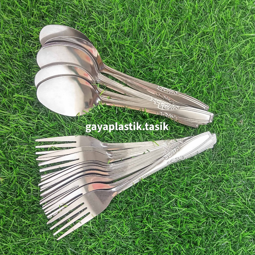 Jual [12 Pcs] Sendok Makan & Garpu Stainless Steel Alat Makan Kebutuhan ...