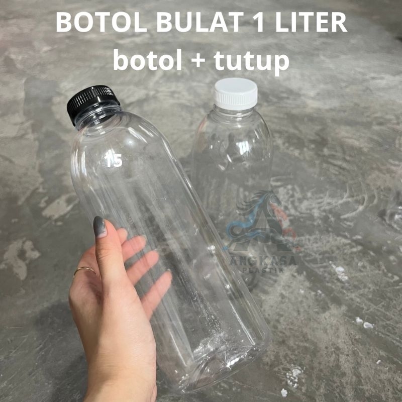 Jual botol bulat 1 liter / botol 1 liter hitam putih / botol besar ...