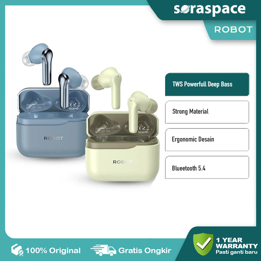 Jual ROBOT TWS Airbuds T70NC Wireless Earbuds ANC ENC Bluetooth 5.4 ...