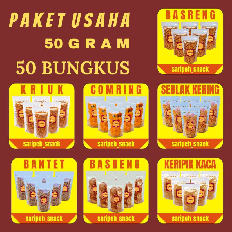 Jual 50 BUNGKUS 50 GRAM PAKET USAHA BASRENG KERUPUK SEBLAK KERING KOIN ...