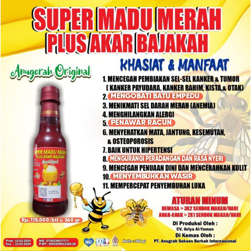 Jual Anugrah madu merah original plus akar bajakah | Shopee Indonesia