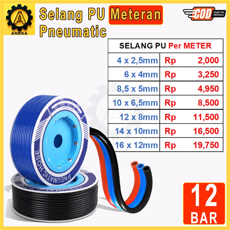 Jual Selang PU Hose PU HEAVY DUTY Per Meter 4mm 6mm 8mm 10mm 12mm 14mm 16mm PolyUrethane Selang ...