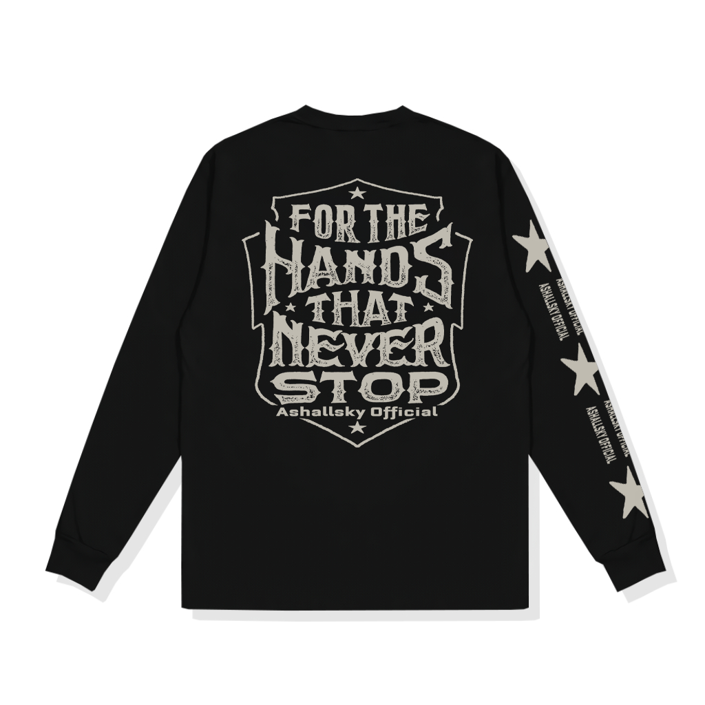 Jual Ashall.sky Longsleeve Ft Hands Black Kaos Distro Lengan Panjang ...